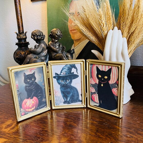 Vintage | Accents | Vtg Hollywood Regency Gold Trifold Frame | Poshmark